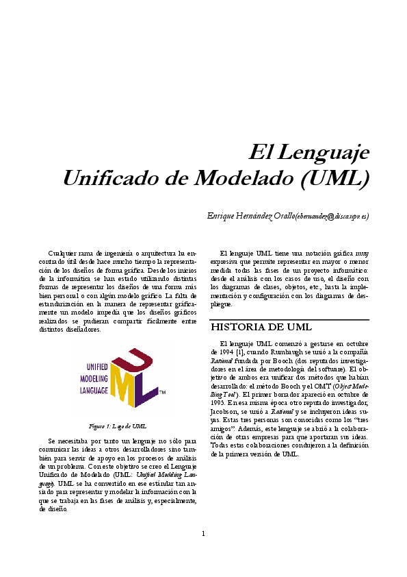 (PDF) El Lenguaje Unificado de Modelado (UML