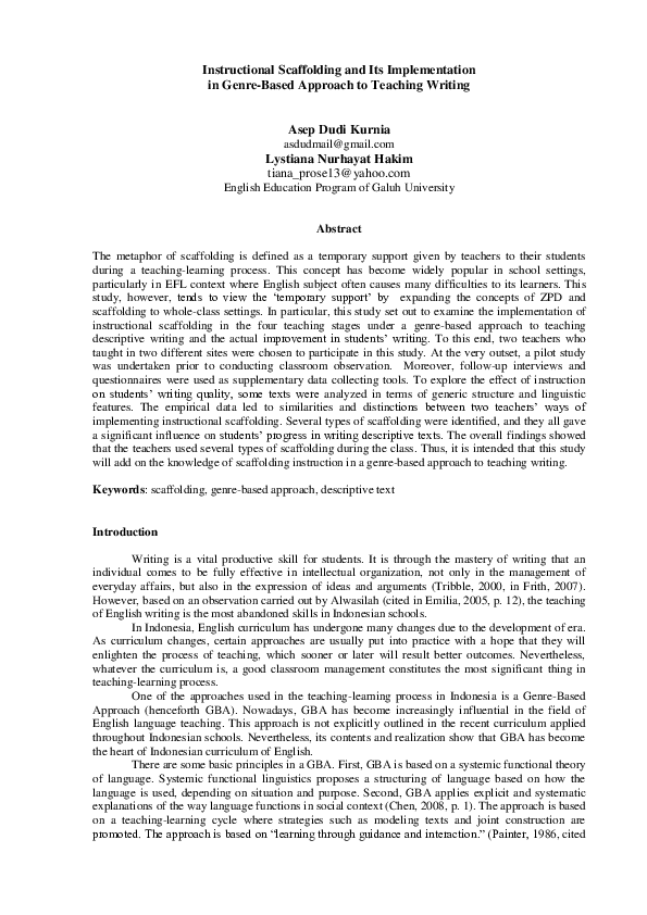 Pdf Integrating A Genre Based Approach And Task Based Instruction In Teaching Writing Skills