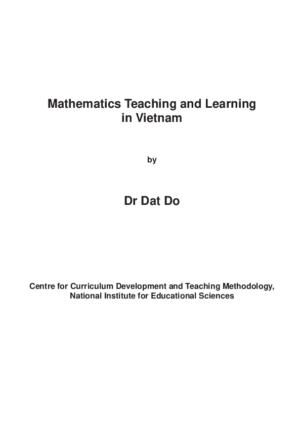 (PDF) Mathematics Teaching and Learning in Vietnam Dr Dat Do Centre for ...