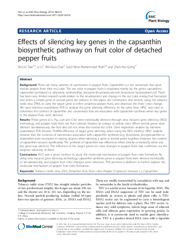 (PDF) Effects of silencing key genes in the capsanthin biosynthetic ...