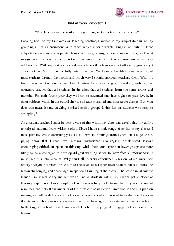 (DOC) End of Week Reflection