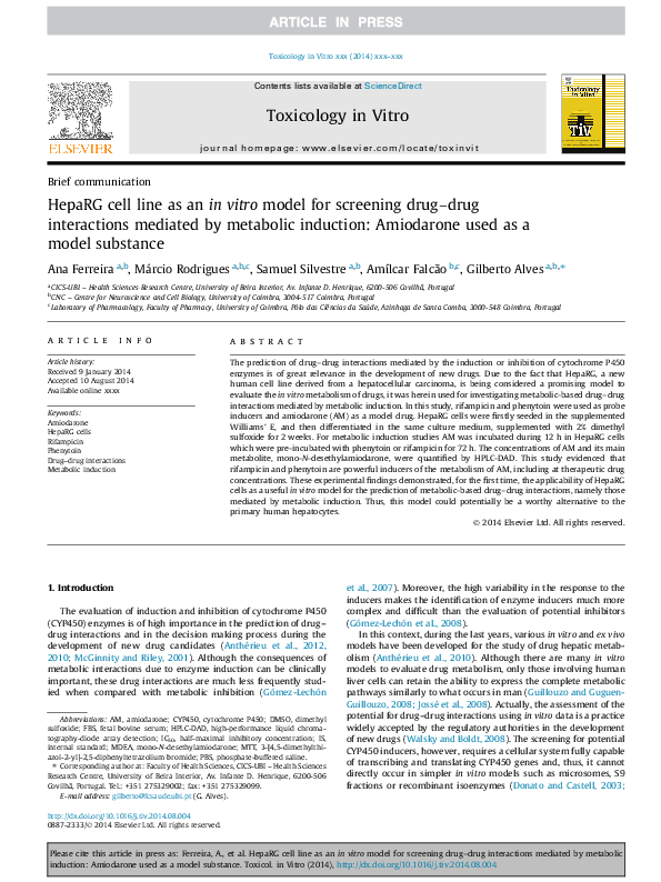 (PDF) HepaRG cell line as an in vitro model for screening drug–drug ...