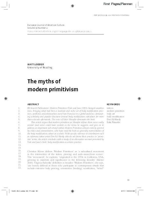 (PDF) The Myth of the Modern Primitive