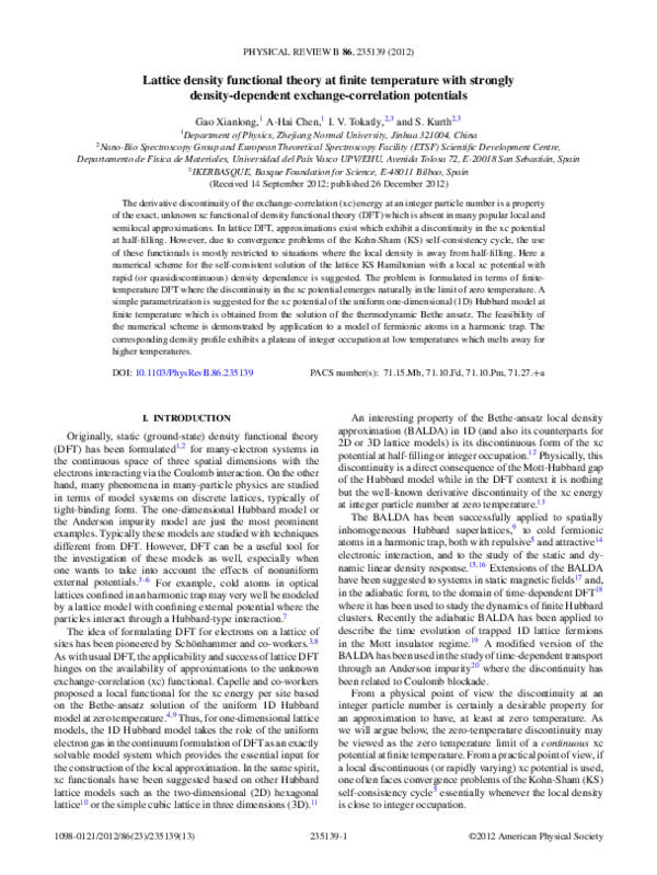 Pdf Lattice Density Functional Theory At Finite Temperature With