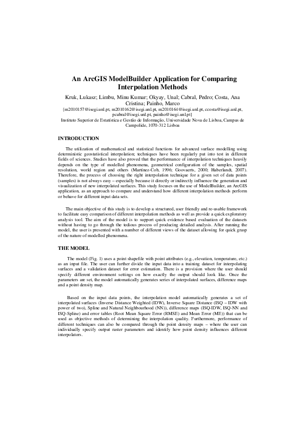 (PDF) An ArcGIS ModelBuilder Application for Comparing Interpolation Methods