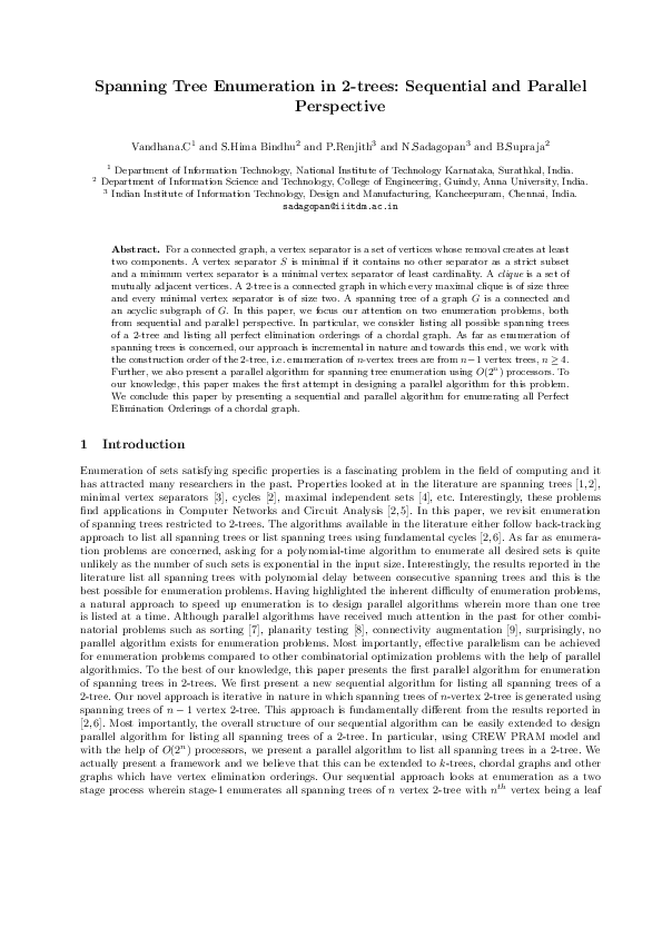 (PDF) Spanning Tree Enumeration in 2-trees: Sequential and Parallel Perspective