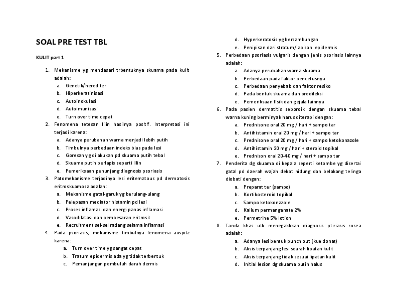 (DOC) SOAL PRE TEST TBL