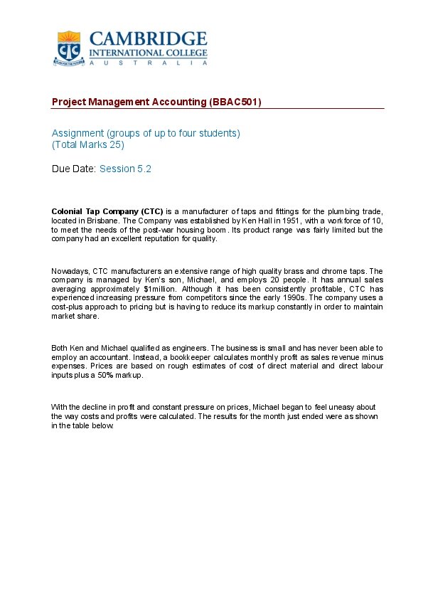 (PDF) Project Management Accounting (BBAC501