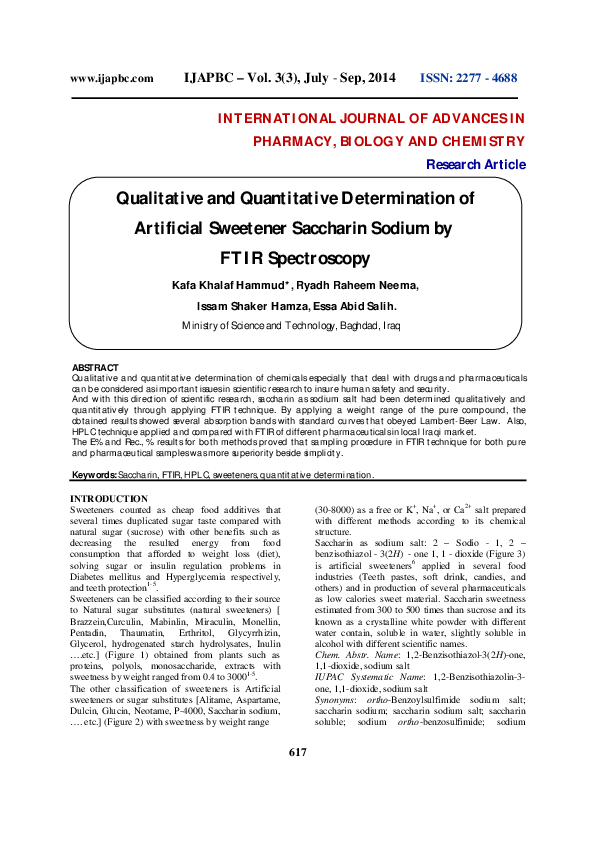 (PDF) Qualitative and Quantitative Determination of Artificial ...
