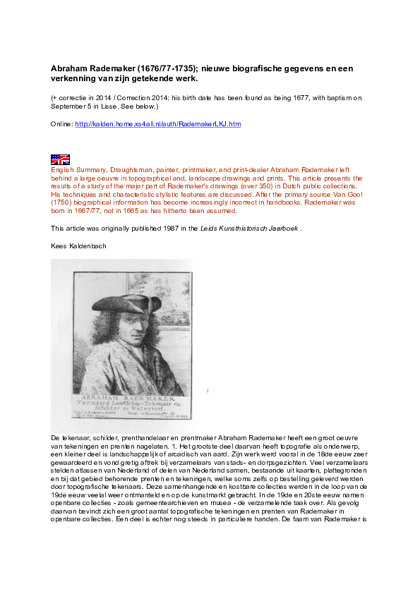 (PDF) Abraham Rademaker (1676/77-1735); nieuwe biografische gegevens en ...