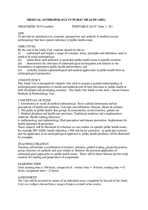 (DOC) MEDICAL ANTHROPOLOGY IN PUBLIC HEALTH (1802