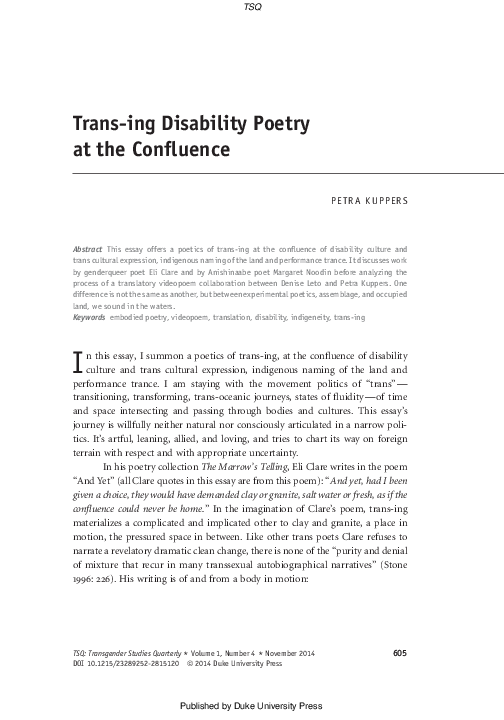 (PDF) Trans-ing Disability Poetry at the Confluence