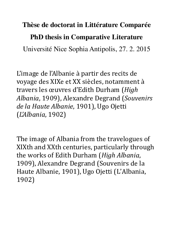 (DOC) The image of Albania from the travelogues of XIXth and XXth ...