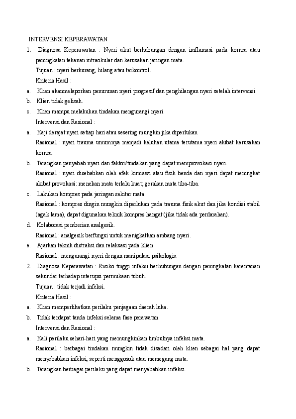 (DOC) INTERVENSI KEPERAWATAN