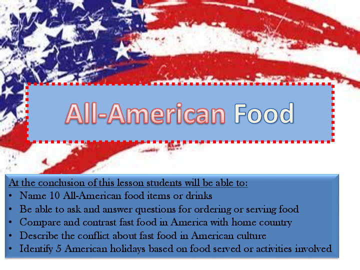(PPT) All American Food (Powerpoint & Lesson Plan for ELL)