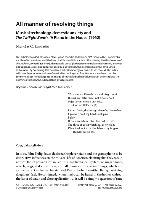 (PDF) All Manner of Revolving Things: Musical Instruments, Domestic ...