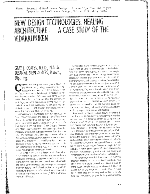 (PDF) Healing Architecture: A Case Study of Vidarkliniken, published in ...
