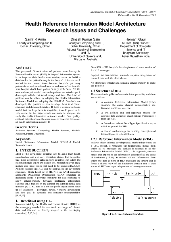 (PDF) Health Reference Information Model Architecture Research Issues ...