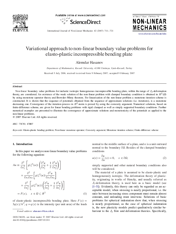 (PDF) Variational approach to nonlinear boundary value problems for elasto-plastic ...