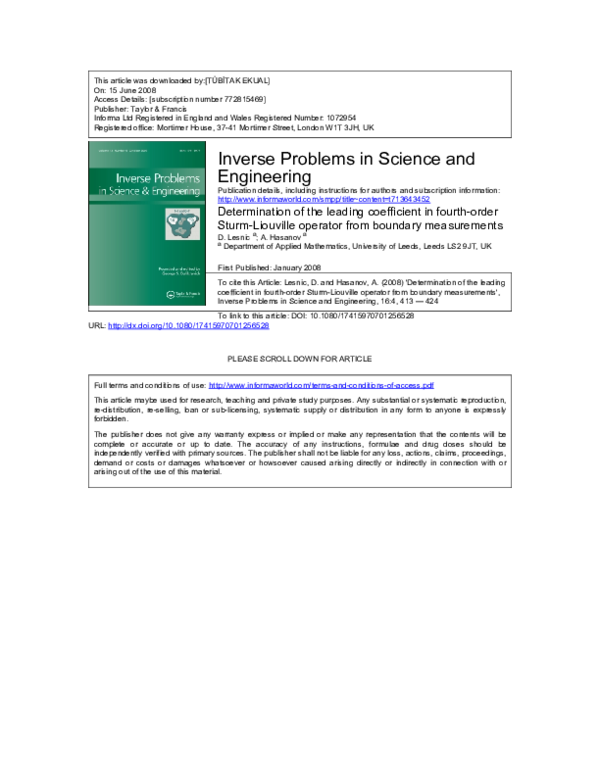 Pdf Quasi Isospectral Sturm Liouville Operators And Applications To
