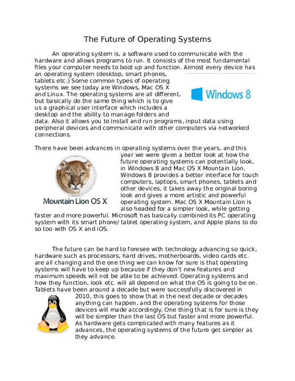 (DOC) The Future of Operating Systems