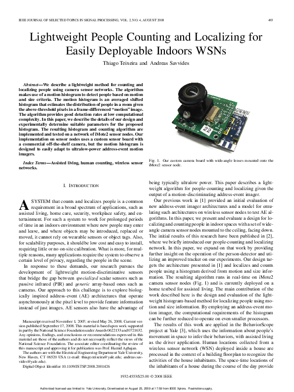 (PDF) Lightweight People Counting and Localizing for Easily Deployable Indoors WSNs