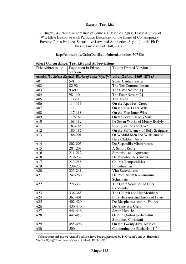 (PDF) Excerpt: Text List