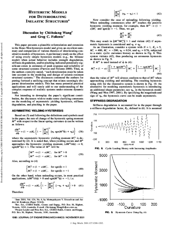 Pdf Cyclic Loading History With Increasing Amplitudes Hysteretic Models For Deteriorating