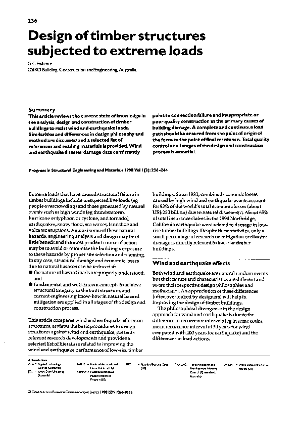 (PDF) Design of timber structures subjected to extreme loads