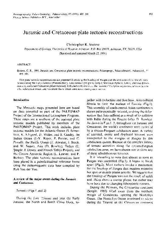 (PDF) Jurassic and Cretaceous Plate Tectonic Reconstructions