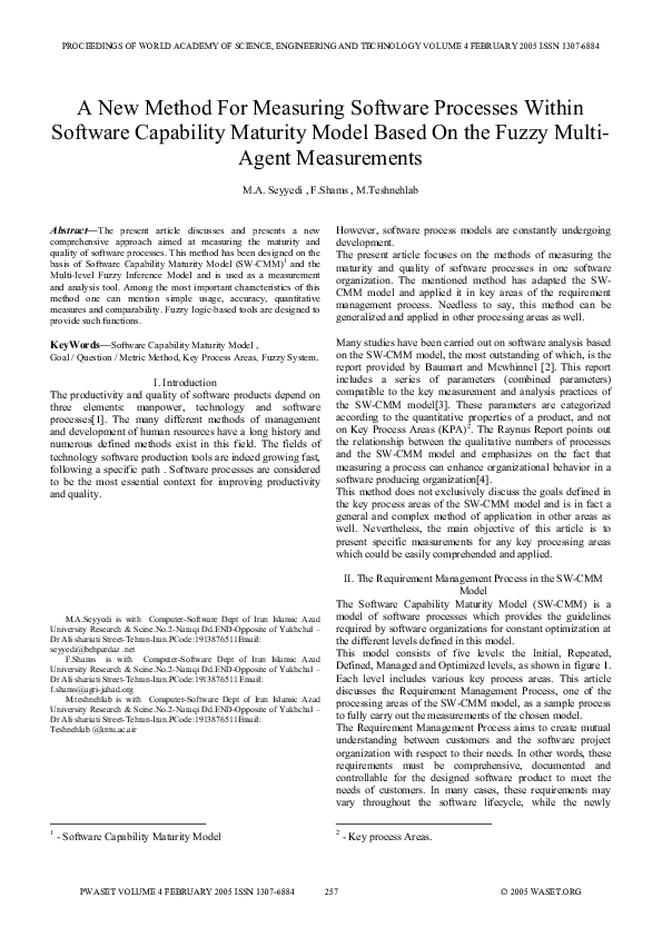 (PDF) A New Method F, for Measuring Software Processes within Software Capability Maturity Model ...