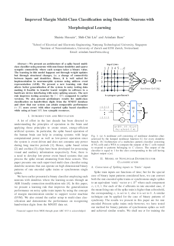 (PDF) Improved Margin Multi-Class Classification using Dendritic Neurons with Morphological ...