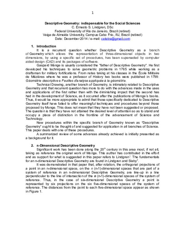 (DOC) Descriptive Geometry: indispensable for the Social Sciences