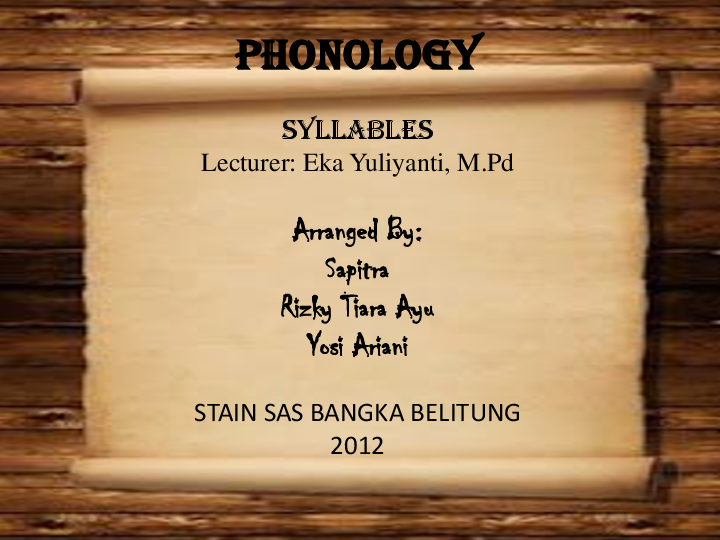 (PPT) Phonology Syllable ppt