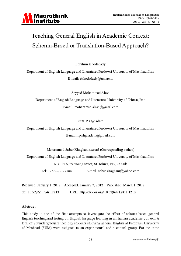 (PDF) Teaching General English in Academic Context: Schema-Based or ...