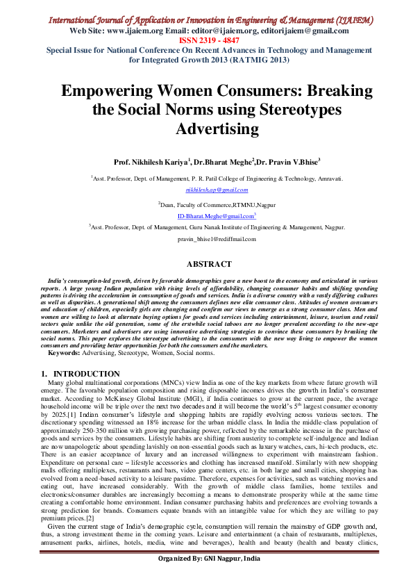 (PDF) Empowering Women Consumers: Breaking the Social Norms using ...