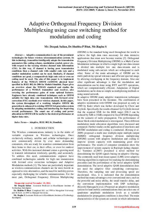 (PDF) Adaptive Orthogonal Frequency Division Multiplexing using case switching method for ...