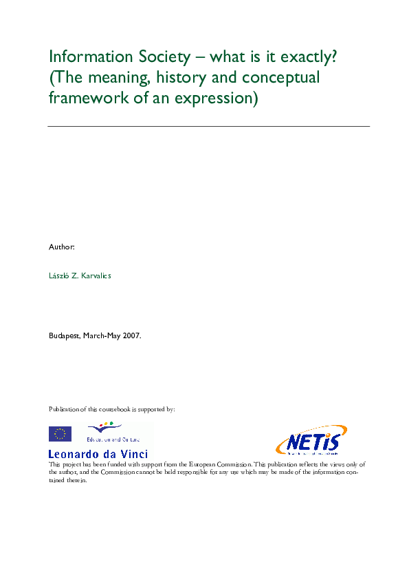 (PDF) Information Society what is it exactly?(The meaning, history and ...