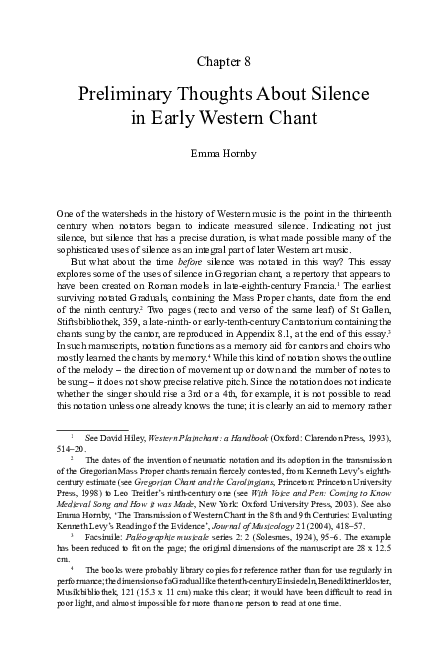 (PDF) Preliminary Thoughts about Silence in Early Western Chant