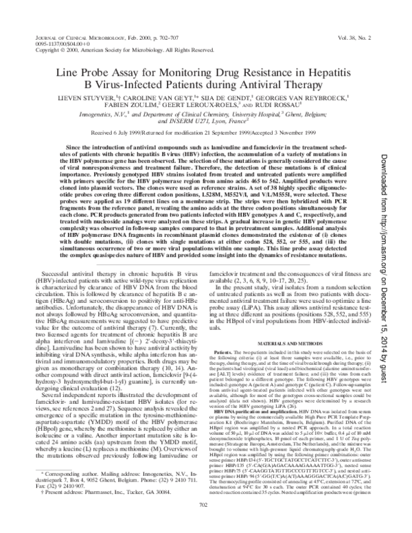(PDF) Line Probe Assay for Monitoring Drug Resistance in Hepatitis B ...