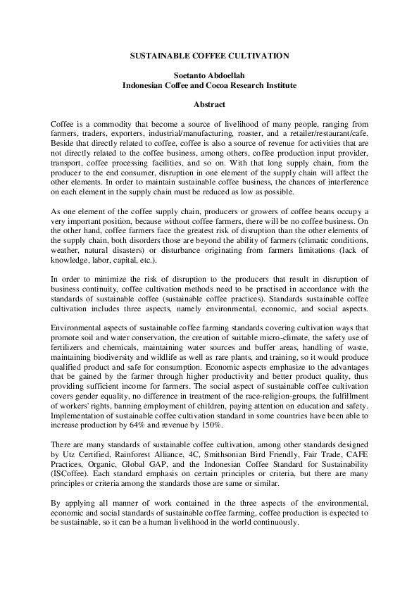 (DOC) SUSTAINABLE COFFEE CULTIVATION
