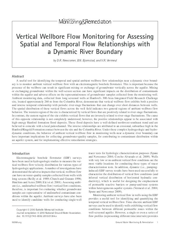 (PDF) Vertical Wellbore Flow Monitoring for Assessing Spatial and ...