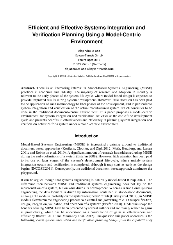 (PDF) Efficient and Effective Systems Integration and Verification ...