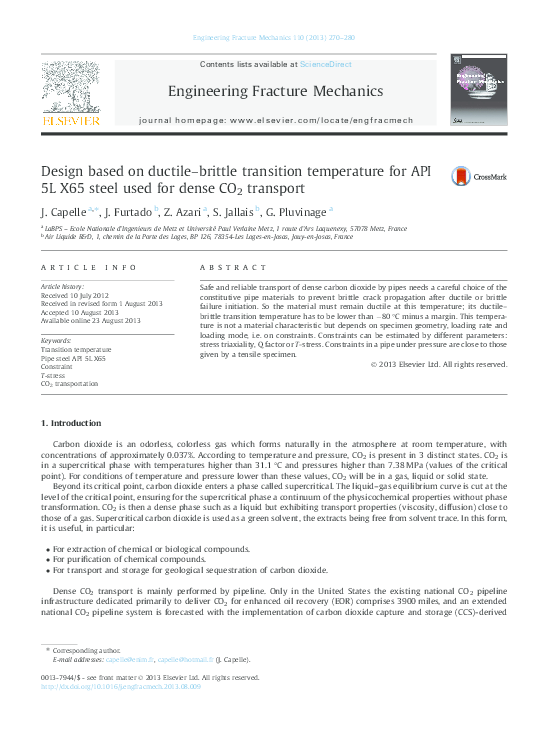 (PDF) Design based on ductile–brittle transition temperature for API 5L X65 steel used for dense ...