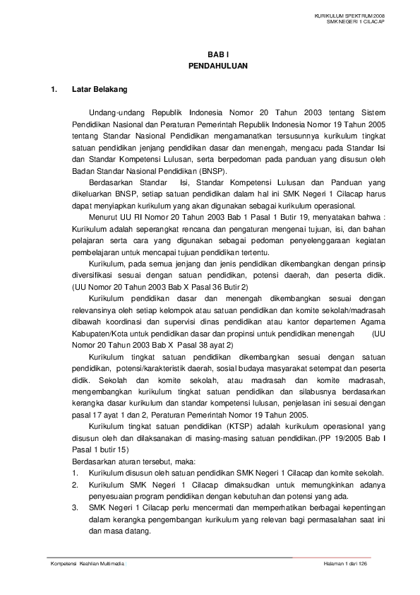 (DOC) Kurikulum spektrum baru bab i - v