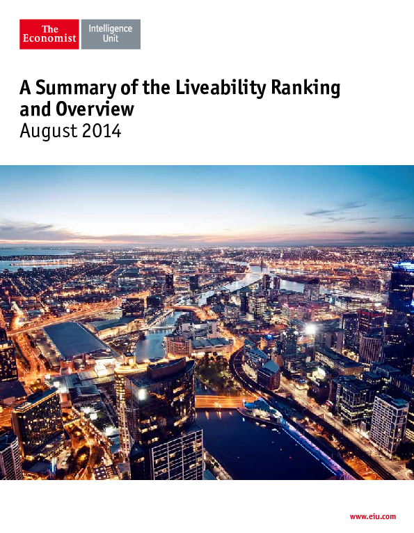 A Summary of the Liveability Ranking and Overview - August 2014