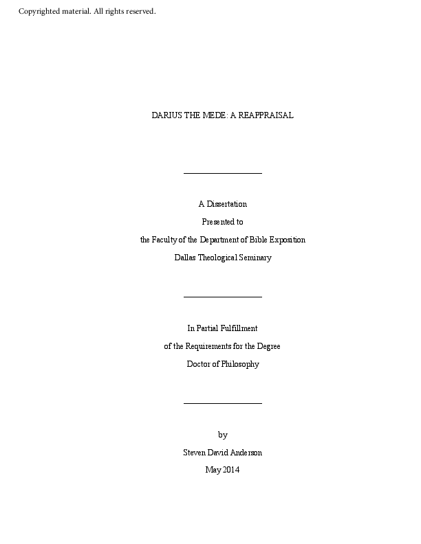 Darius the Mede: A Reappraisal