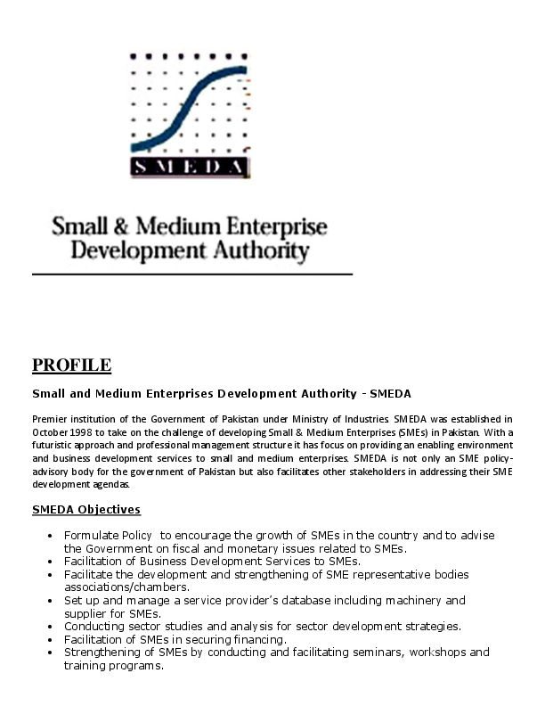 (DOC) Small and Medium Enterprises Development Authority -SMEDA pre ...
