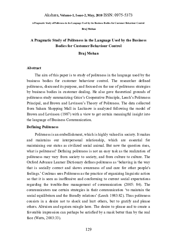 DOC) Politeness Principles Of Leech Ashley Wong, 51% OFF