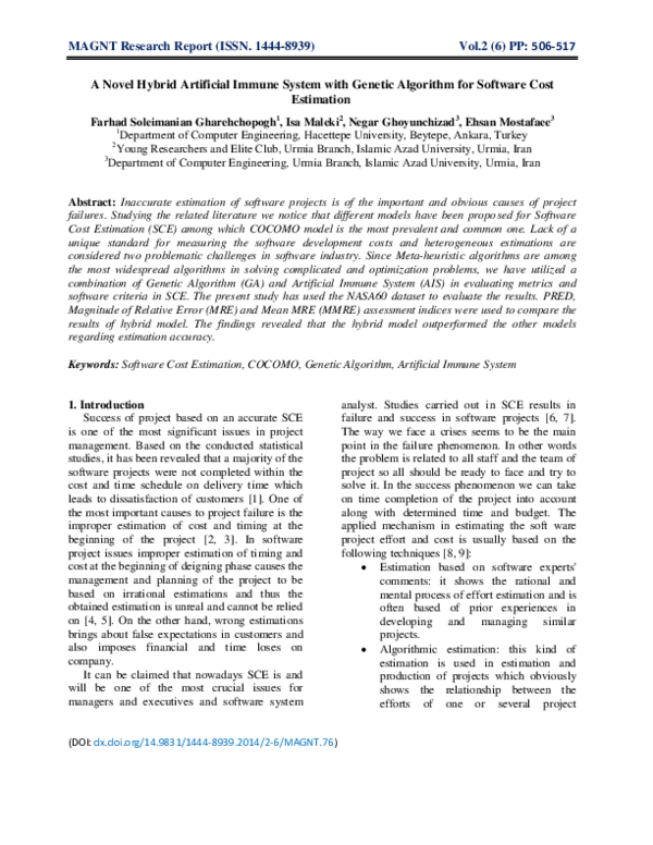 Pdf A Novel Hybrid Artificial Immune System With Genetic Algorithm